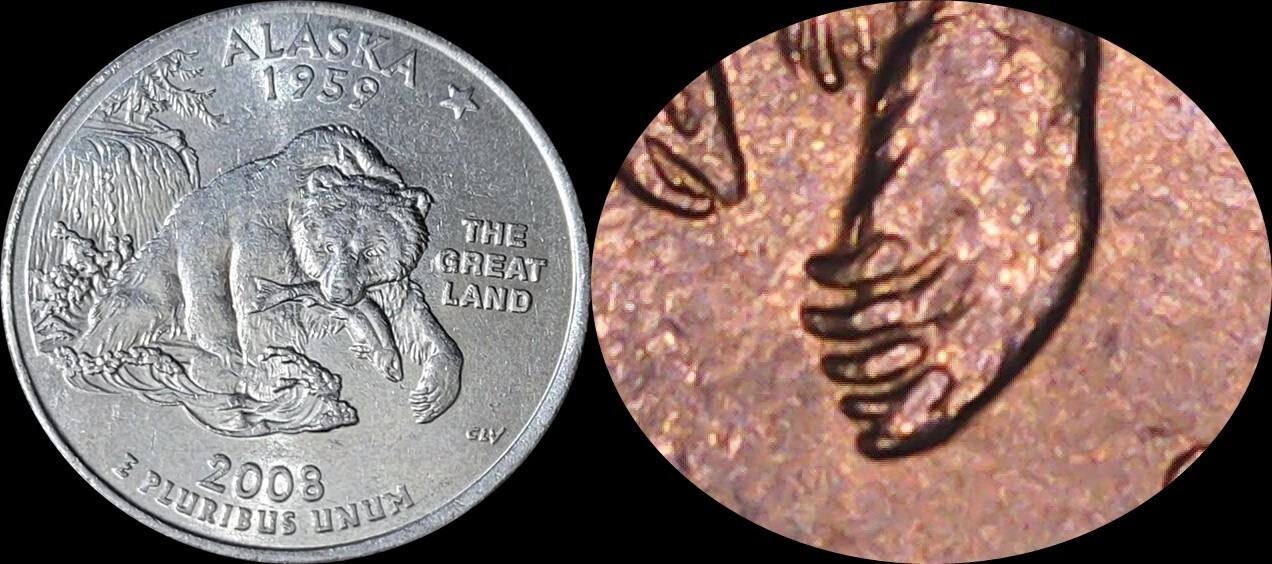 2008-P Alaska State Quarters (Extra Claw error coin) Selling set of 3 ...