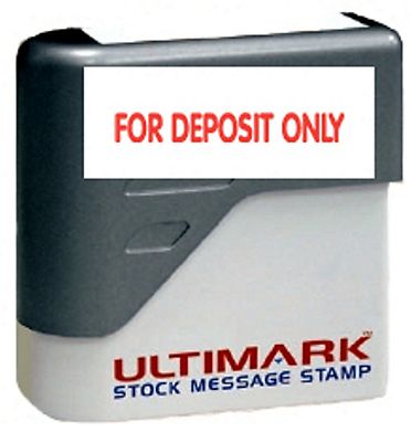 FOR DEPOSIT ONLY stamp text on Ultimark Pre-inked Message Stamp with ...