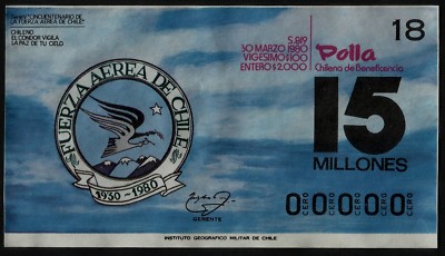 CHILE, LOTTERY TICKET, "POLLA CHILENA", GAME # 819, YEAR 1980, NUMBER ...