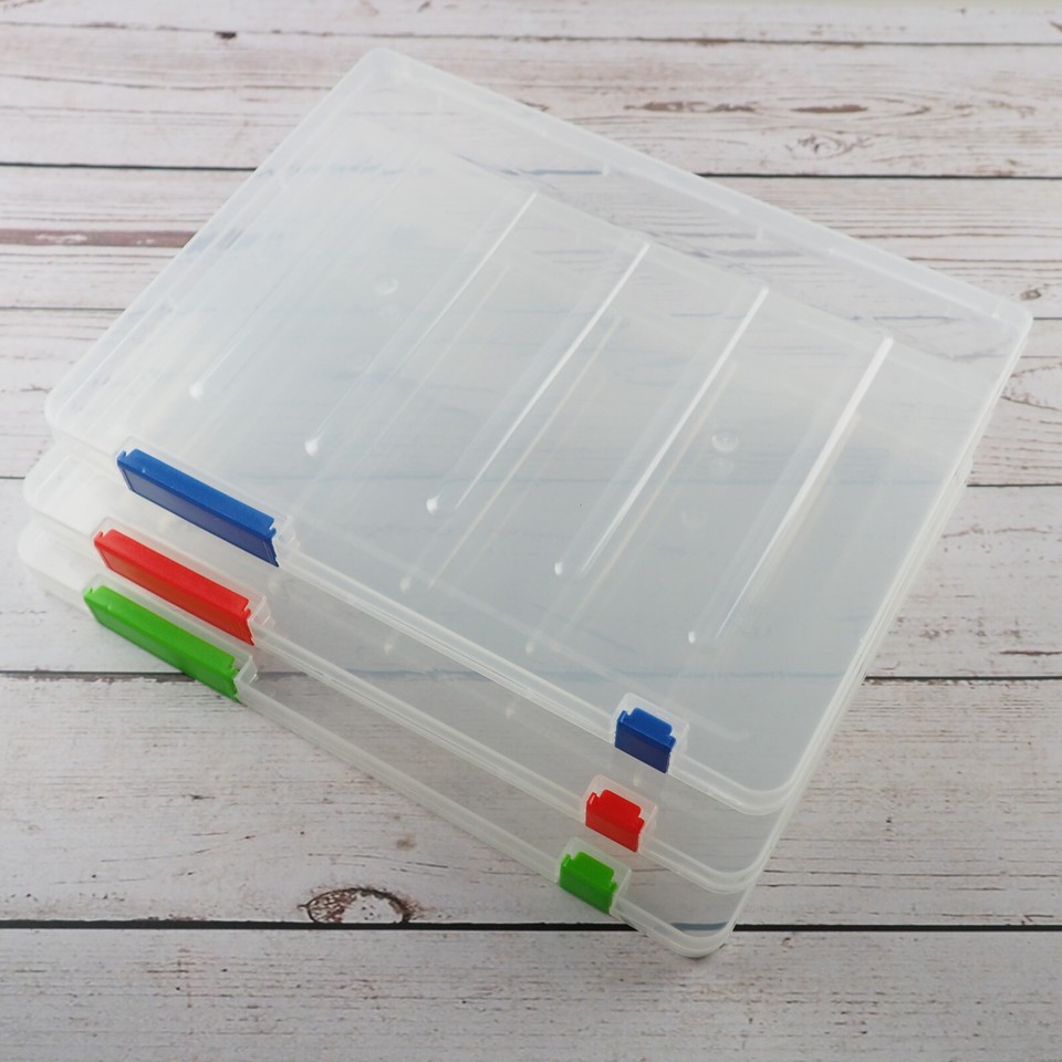 3 Pack Clear A4 File Box, Plastic Paper Storage Magazine Organizer Case ...