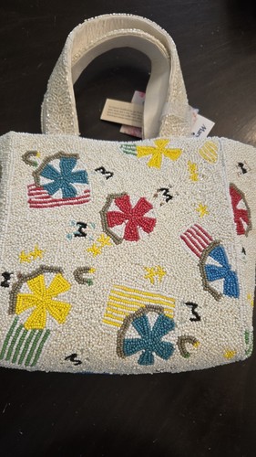 Beach Scene Beaded Shoulder Bag White Summer RARE | eBay