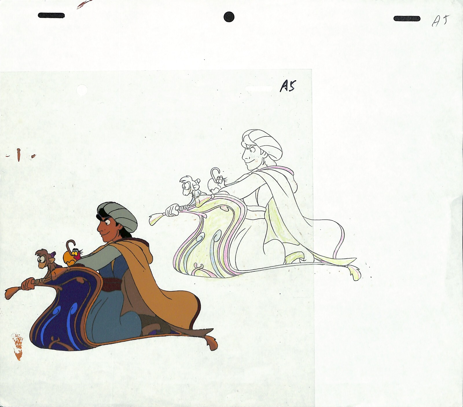 Disney - Aladdin, Abu & Iago - Anime cel - Production Cel Drawing ...
