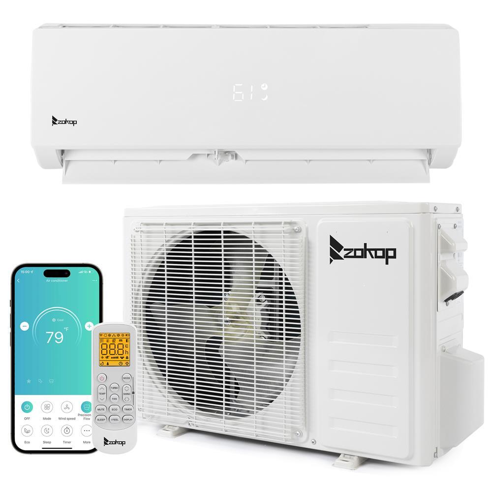 Zokop 19 Seer 9000 -18000 BTU Mini Split Air Conditioner Heat Pump ...