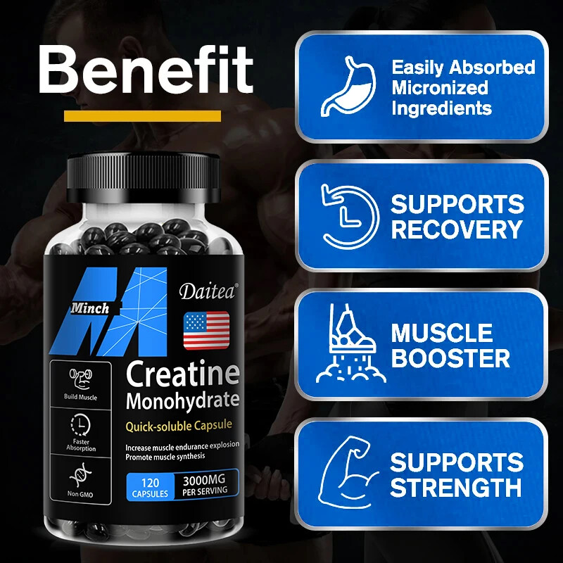 Creatine Monohydrate Capsules 3000mg, 30 To 120 Capsules, Muscle ...