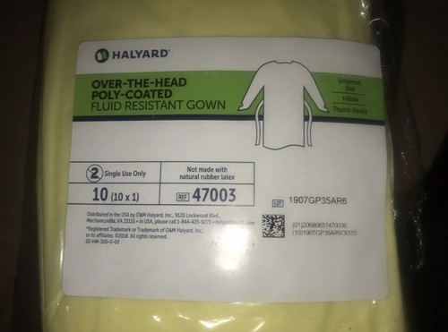 Halyard Poly Coated Fluid Resistant Gown (Pack Of 10) PPE Medical ...