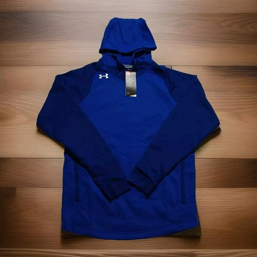 New Under Armour Blue Fleece Pullover Hoodie Cold Gear Men's Dynasty ...