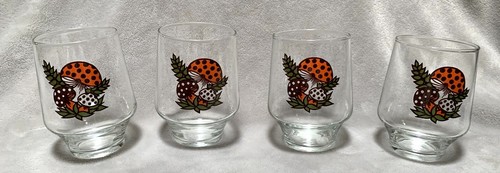 NEW Set of 4 Vintage 1970s Sears Merry Mushroom 4in Beverage Glass ...