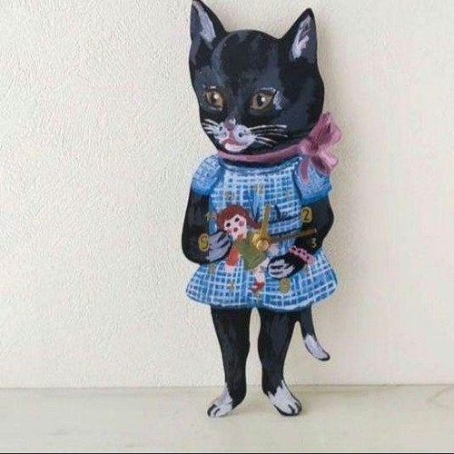 Nathalie Lete Die-cut clock Black Cat 27x10.5cm/10.62x4.13" Nathalie ...