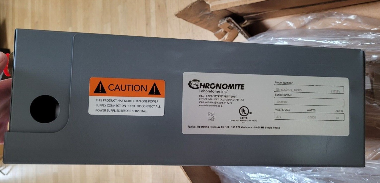 CHRONOMITE LABS ER-60S/277 Low Act-L2,Elec Tnkless Wtr Htr,60A,277V | eBay
