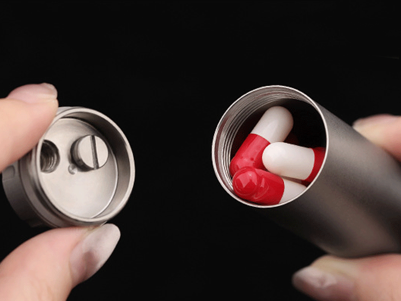New Waterproof Titanium Medication Pill Container Box Bottle Case EDC ...