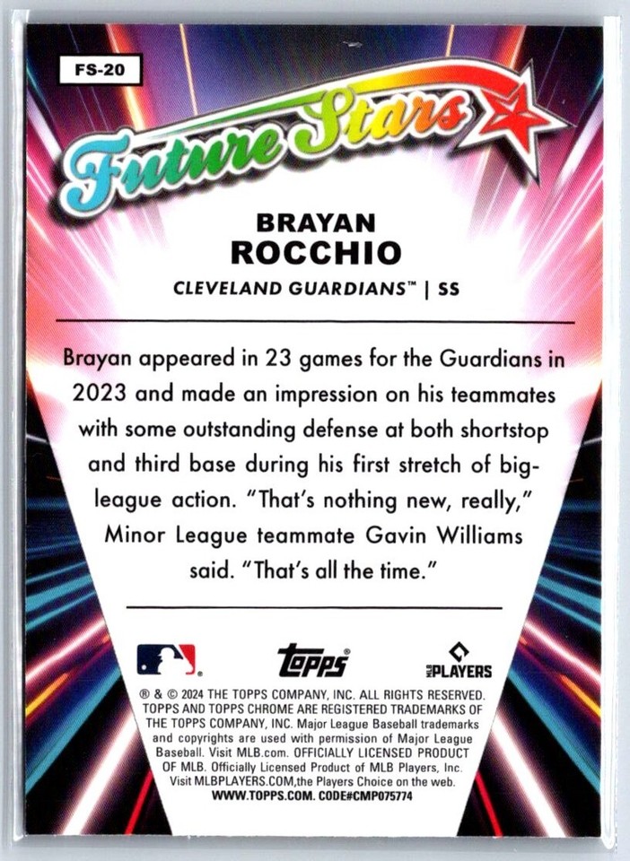 2024 Topps Chrome Bryan Rocchio Future Stars #FS-20 Guardians | eBay