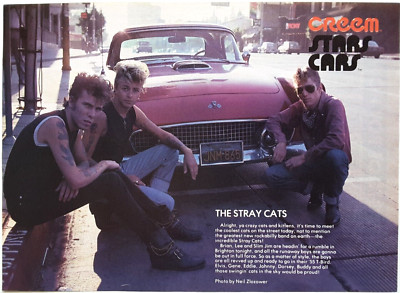 THE STRAY CATS STARS CARS BRIAN SETZER VTG 1980'S MAGAZINE PINUP POSTER ...