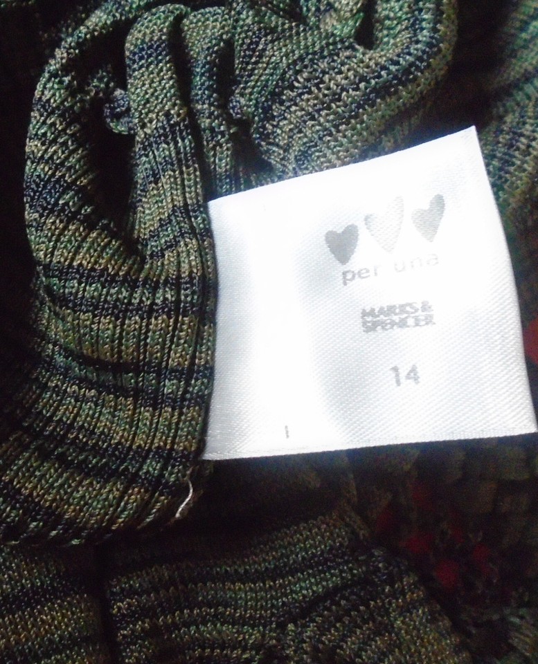 Per Una M&S Marks & Spencer Space Dye Jumper dark green striped top Size 14 New | eBay UK