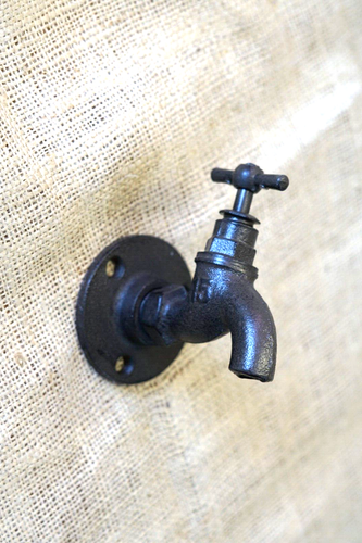 4 Rustic Hooks Cast Iron Faucet Spigot Towel Rack Bath Coat Farmhouse ...