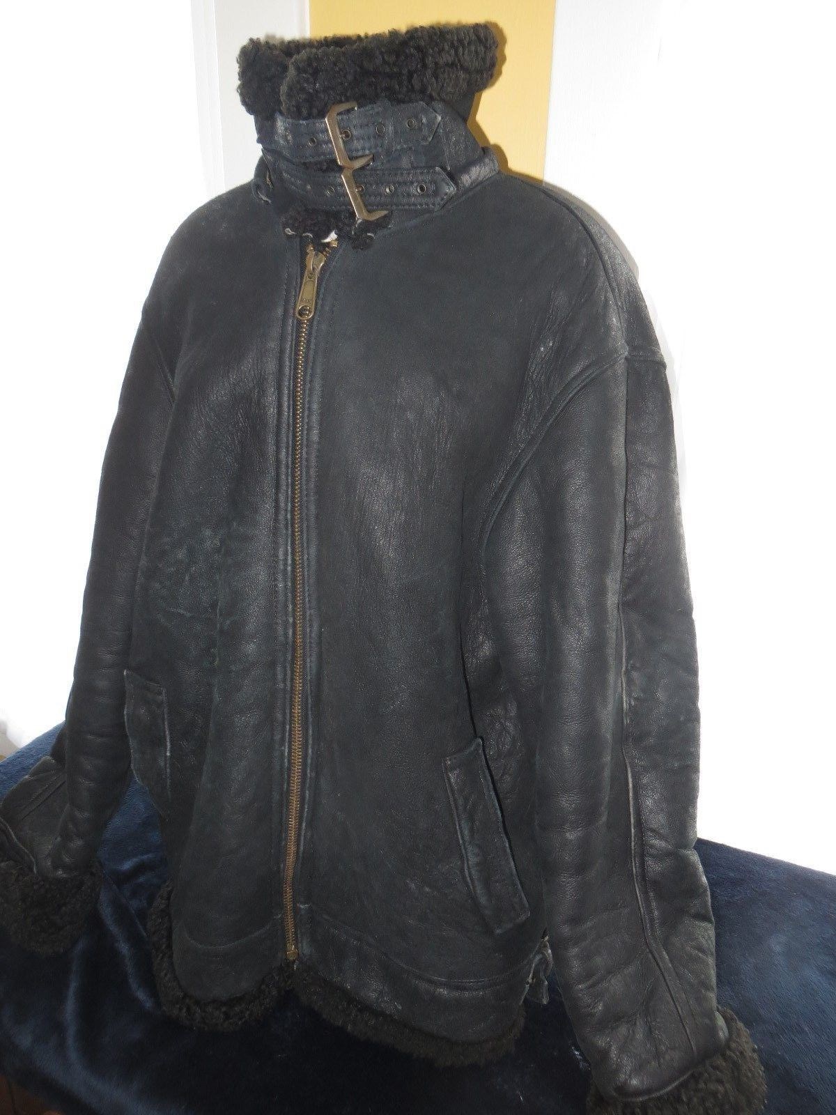Walter Davoucci Dino Cellini Black Shearling Leather B3 Flight Bomber ...