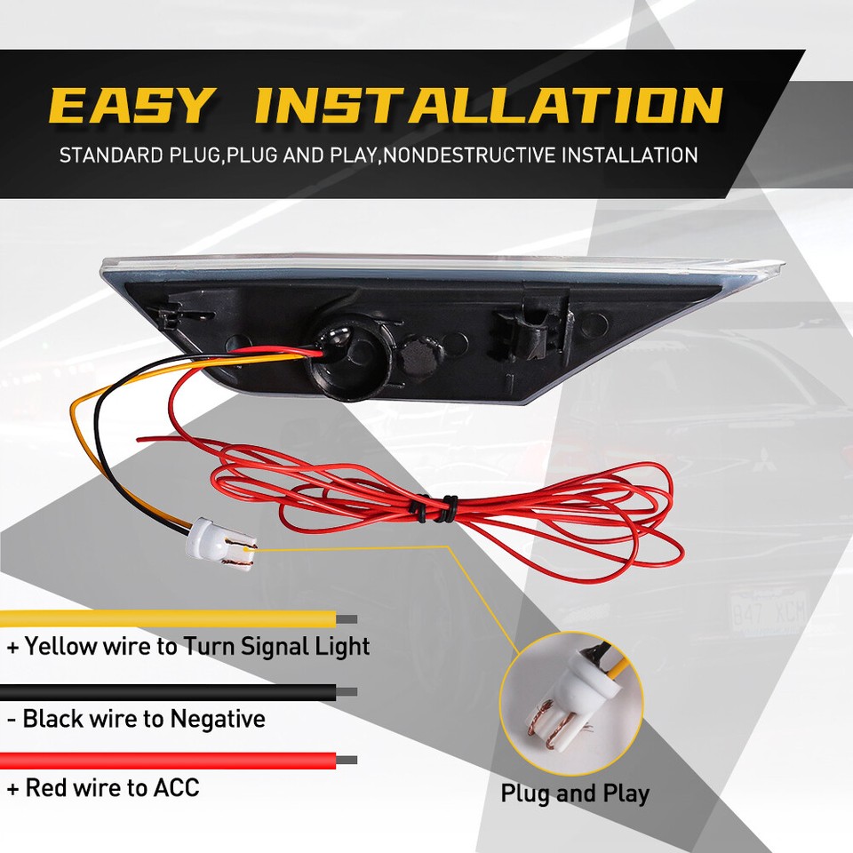 For 2016-2021 Honda Civic LED Sequential Side Marker Light DRL Turn ...