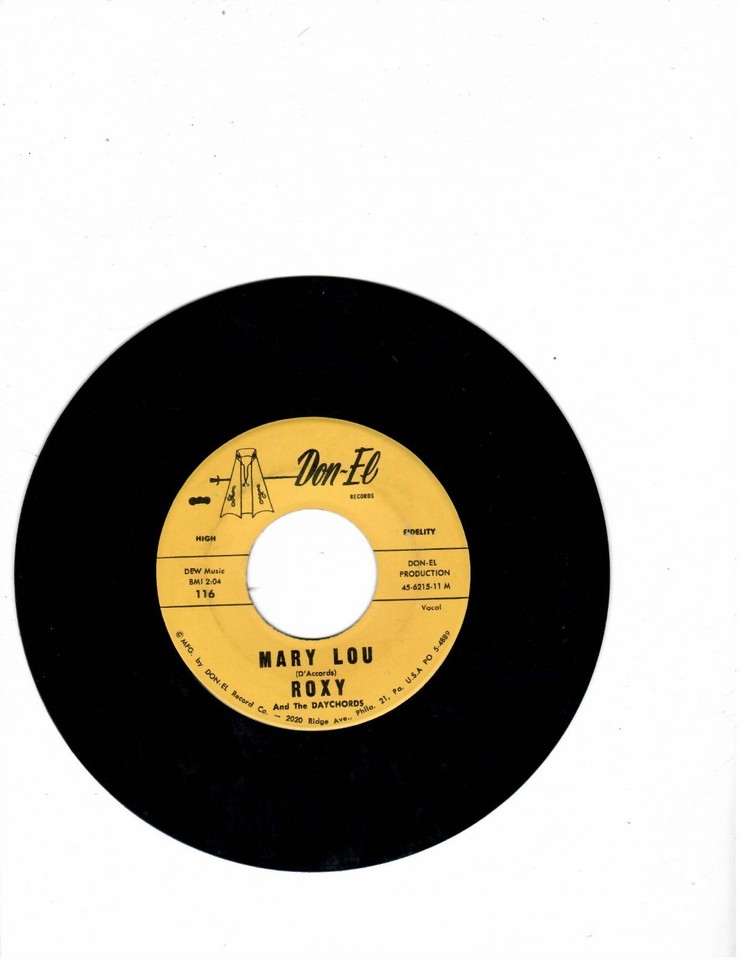DOOWOP-ROXY/DAYCHORDS-I'M SO IN LOVE/MARY LOU-DON-EL 116 | eBay