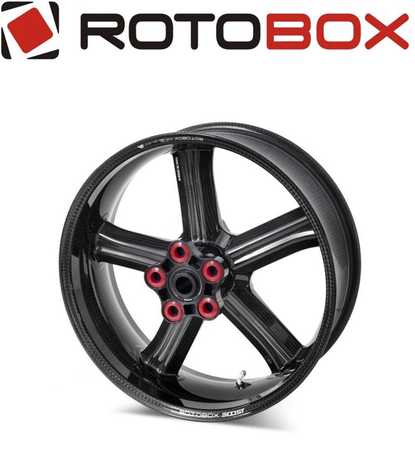 PAIR GLOSSY CARBON WHEELS ROTOBOX BOOST 17˝X 3.5˝/6˝ APRILIA RSV4RR ...