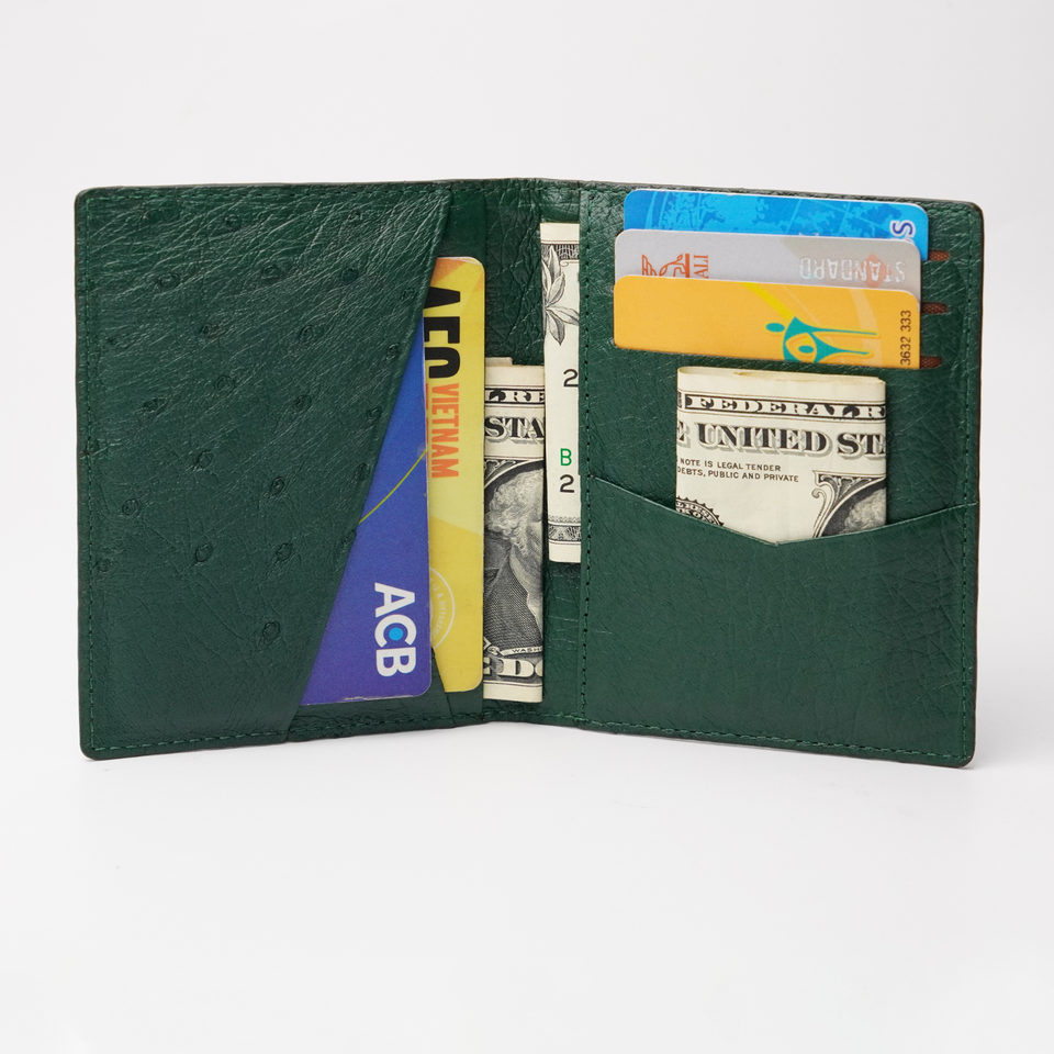 Genuine Crocodile Ostrich Leather Cardholder Double side Skin Bifold ...