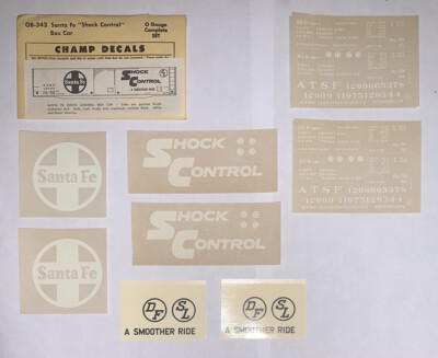 CHAMP O SCALE DECAL-SANTA FE/ATSF 50’ “SHOCK CONTROL” BOX CAR-BRT RED ...