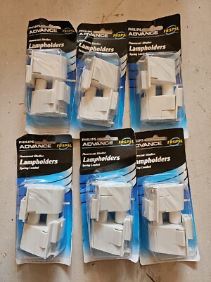 6 QTY Philips Advance Fluorescent Slimline Spring Loaded Lamp Holders ...