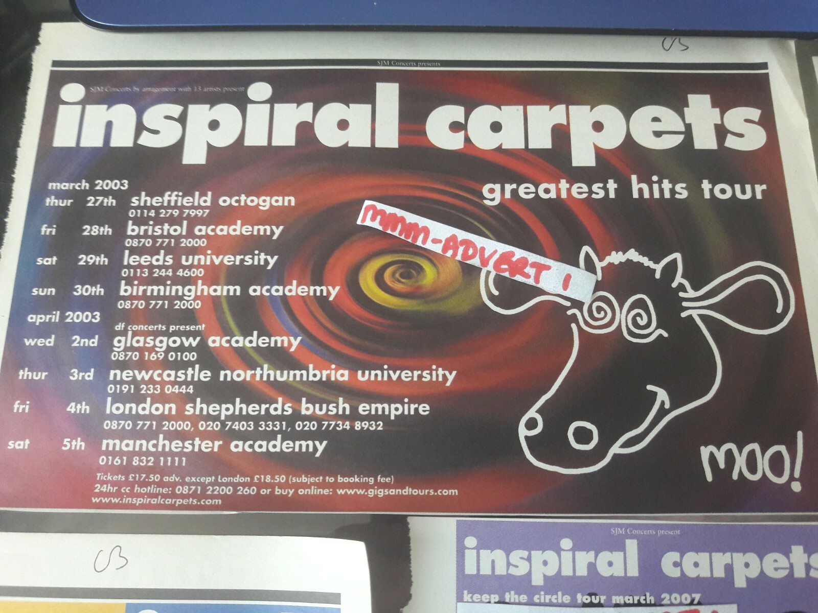 INSPIRAL CARPETS - GREATEST HITS TOUR DATES 2003 2007 original advert ...