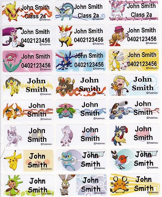 96 Pokemon GO Personalised Name Label Stickers Med 30*13mm Dishwasher ...