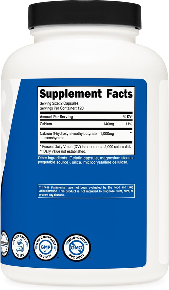 HMB (Beta-Hydroxy Beta-Methylbutyrate) 1000Mg (240 Capsules) - 500Mg ...