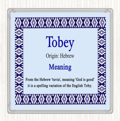 Tobey Name Meaning Drinks Mat Coaster Blue | eBay UK
