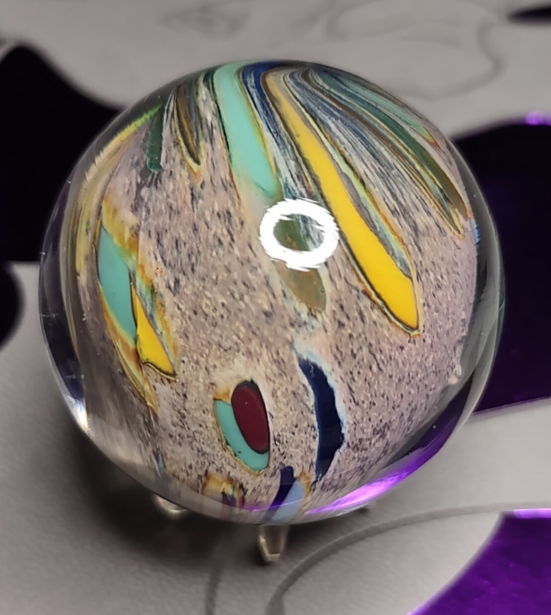 1.50" Jim Davis Signed* Swirl Contemporary 🦚 Onionskin Studio Art Glass ...