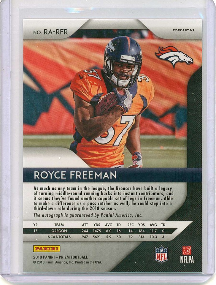 2018 Panini Prizm - ROYCE FREEMAN, Disco Refractor AUTO Rookie Card #RA ...