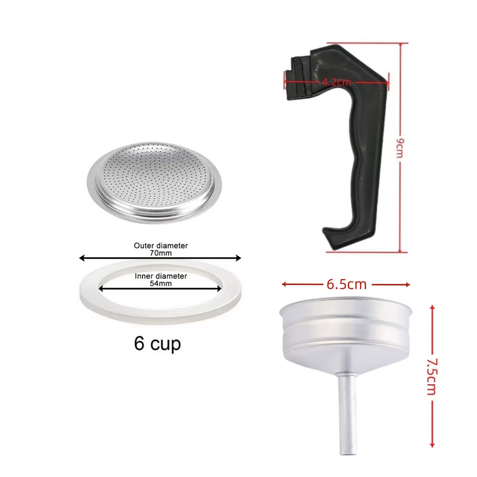 Espresso Coffee Moka Pot Replacement Parts for 1/3/6/9/12 Cups Moka Pot ...