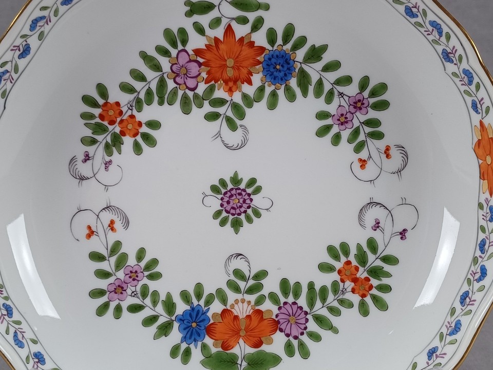20th Century Meissen Hand Painted Multicolor Indian Flower & Gold 7 ...