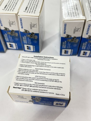 10 Mainline Loose Key Angle Stop Valves 5/8"OD X3/8"OD Chrome Plated ...