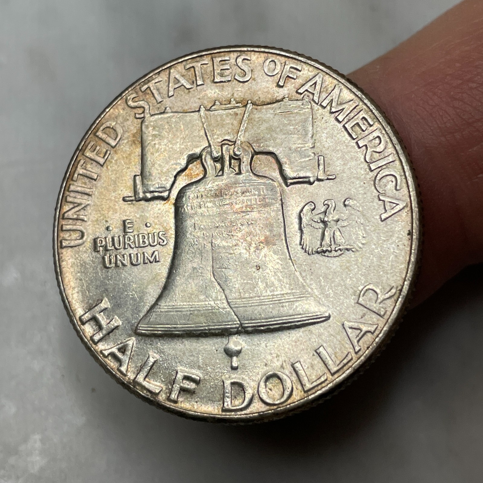 1950 P Ben Franklin Silver Half Dollar 90% Silver Vtg Coin Toned .9 ...