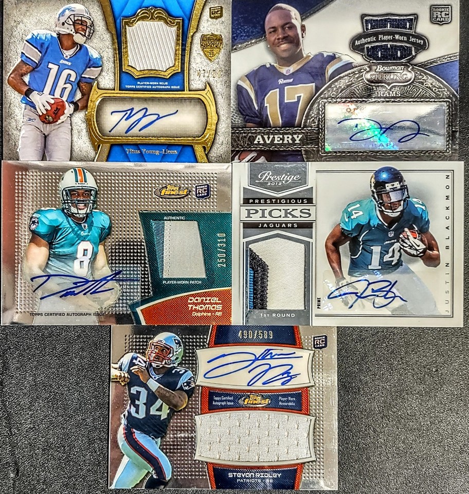 Auto Patch Rookie Football Card Lot Of 15 Cards. Football Auto Patch RC ...