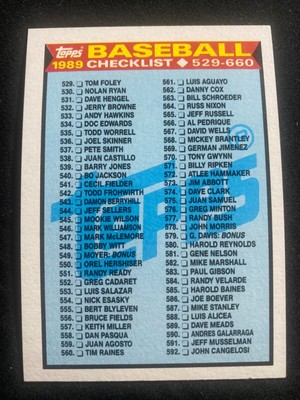 1989 TOPPS #619 CHECKLIST NM-MT BASEBALL CARD | eBay