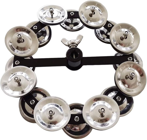 5.5" Mountable Symbal Hihat Tambourine with 8 Double Row Steel Jingles ...