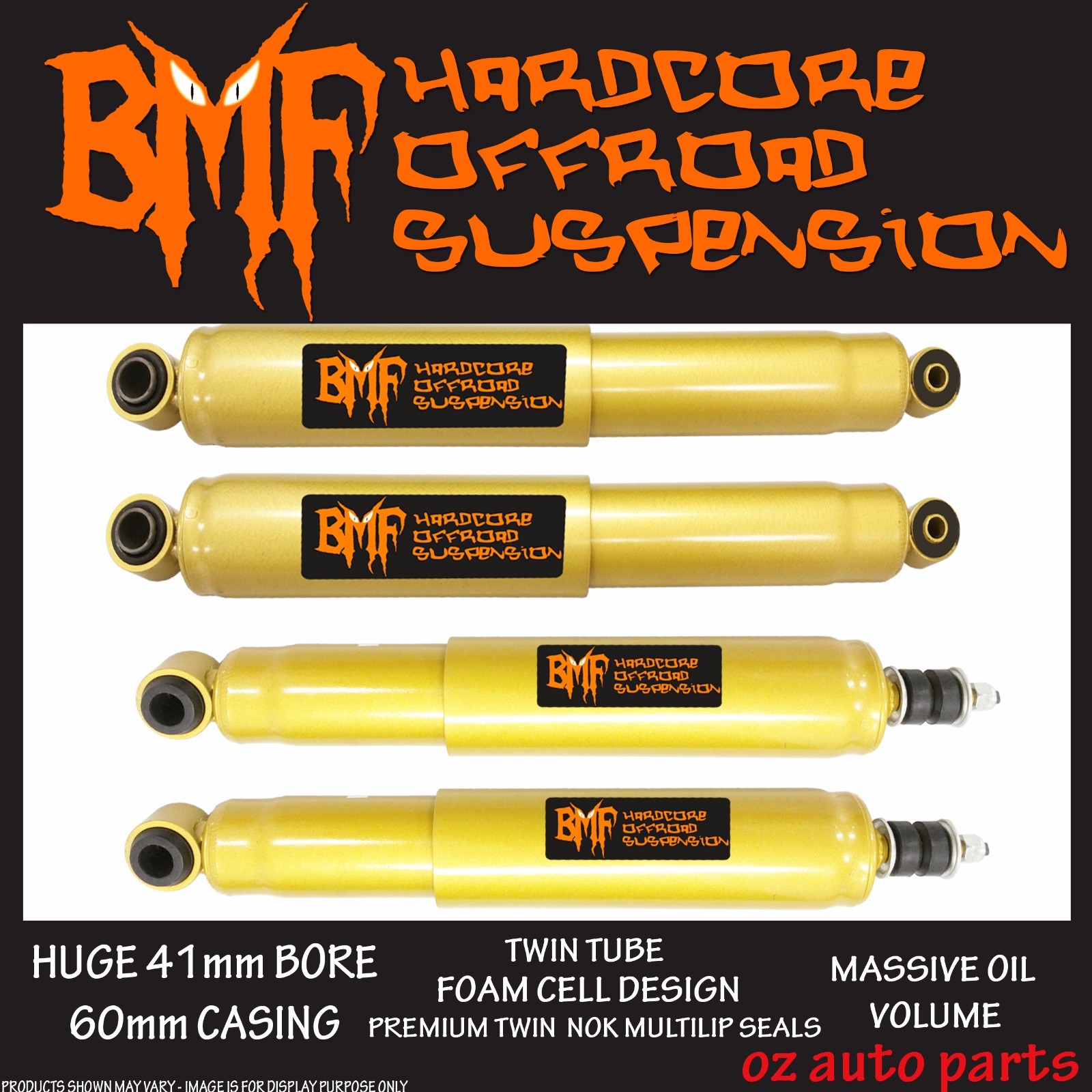 FRONT REAR 36mm BORE RAISED NITRO CHARGED SHOCK ABSORBERS FOR NISSAN ...