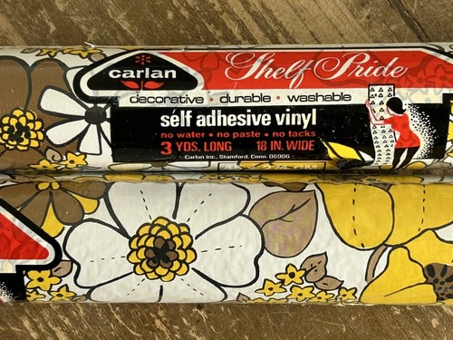 (2) NOS VTG 70s 80s CARLAN Floral Brown Yellow White Contact Paper ...