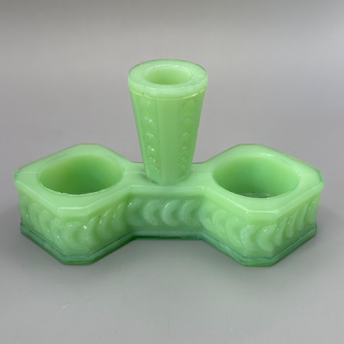 Green Jadeite Glass Retro Toothpick Holder Center Two sided Caddy 1940 ...