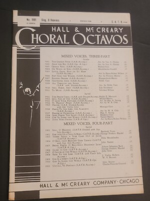 Hall & McCreary Choral Octavos For Treble Voices 1954 No. 2901 S.S.A ...