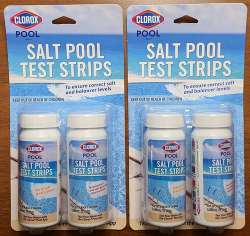 LOT of 2 - Clorox SALT POOL Test Strips 10 salt 25 balancer, chlorine ...