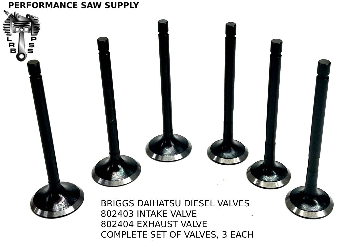 INTAKE & EXHAUST VALVES [3] EACH, SET FITS BRIGGS & STRATTON DAIHATSU ...