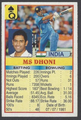 AOP CRICKET ODI Data Trading/Playing card MS DHONI | eBay