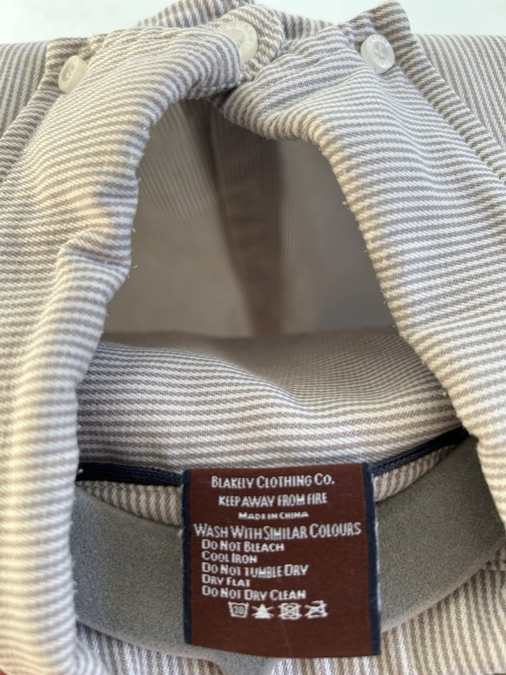 Blakely Clothing Co Mens Long Sleeve Shirt Medium lightish brown & white striped | eBay UK