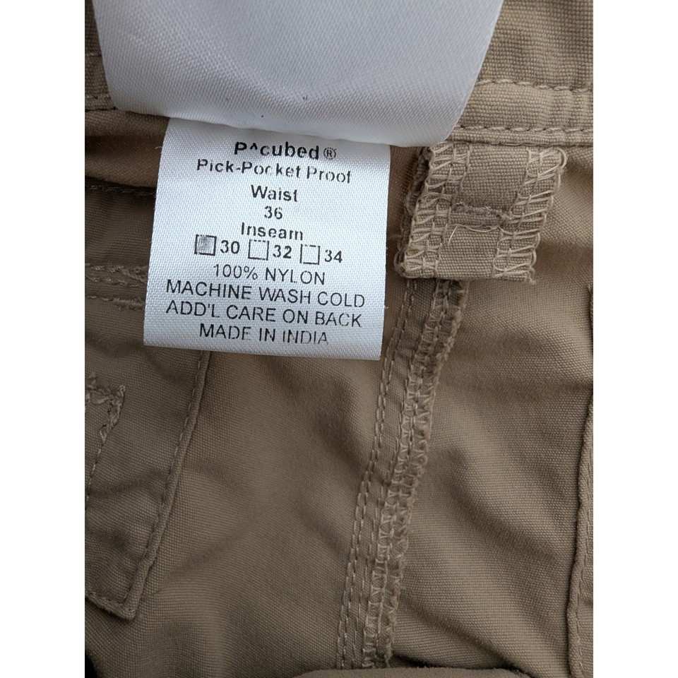 Clothing Arts Pick Pocket Proof P Cubed Cargo Pants Nylon Tan Mens Size ...