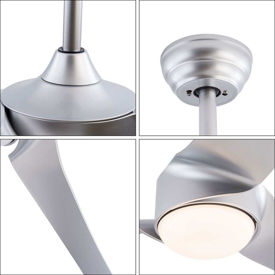 52 Inch Modern Ceiling Fan Light Silver Ceiling Fan Light With Remote ...