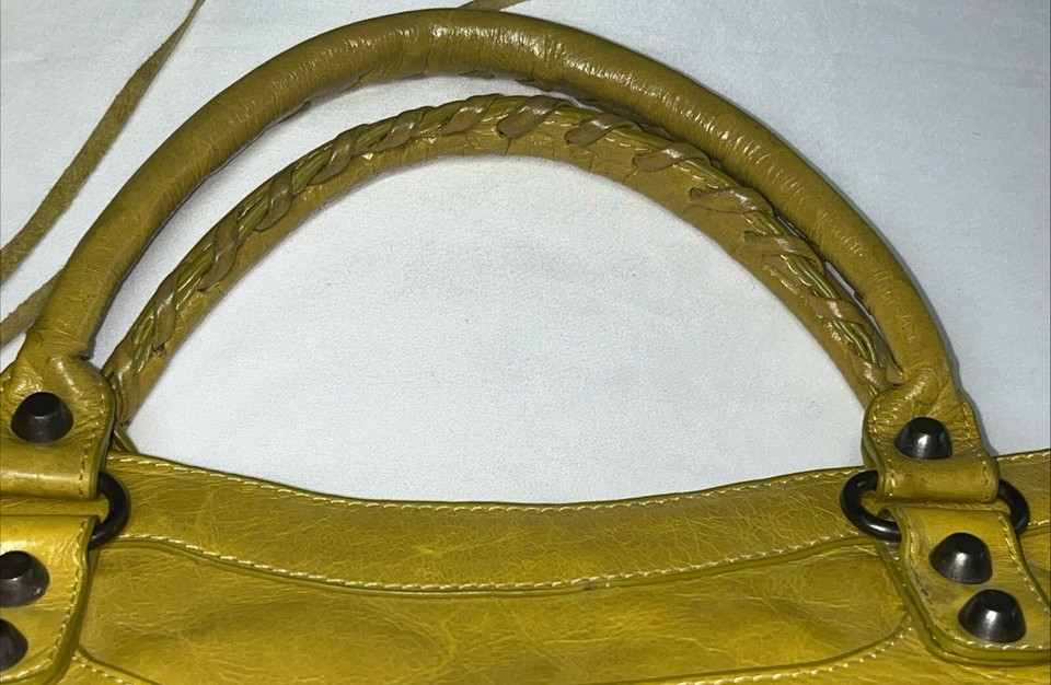 Besso Mustard Yellow Distressed Leather Motorcycle City Bag Satchel ...