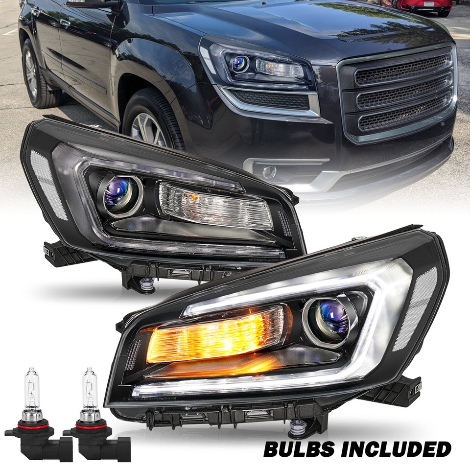 For 2013-2016 GMC Acadia Halogen LED DRL Projector Headlights Assembly ...